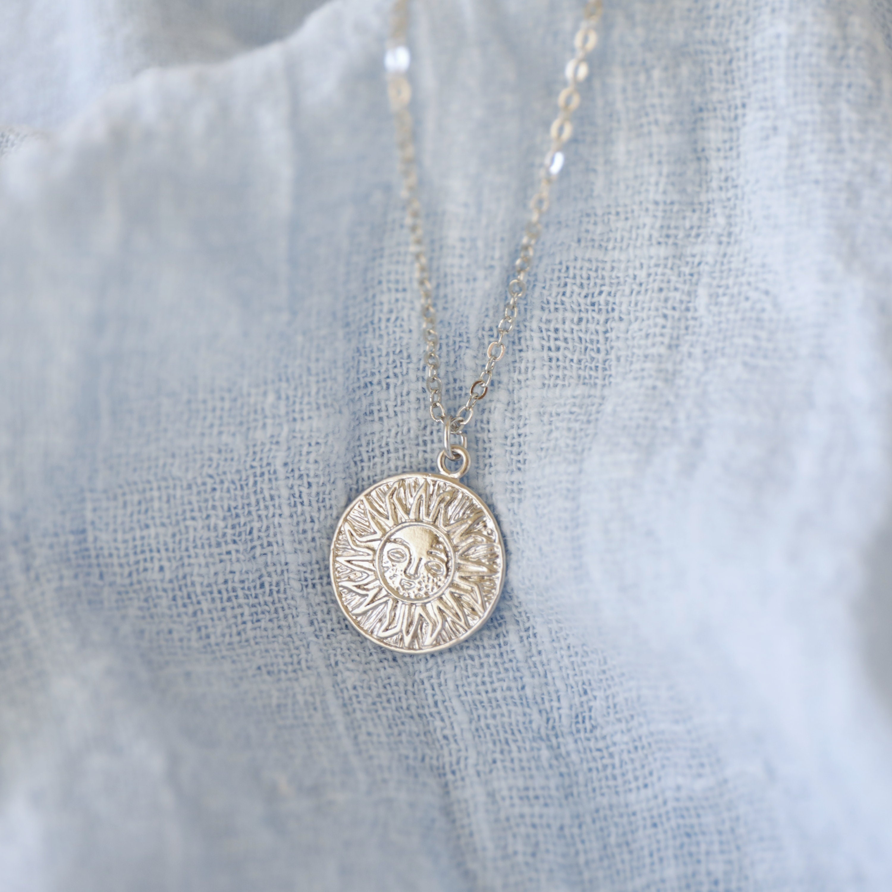 Silver Sun Coin Necklace Silver Sunburst Coin Necklace | Etsy