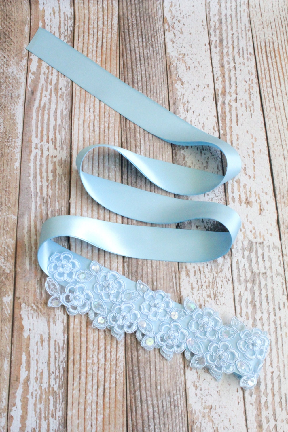 Light Blue Beaded Lace Sash Bridallight Blue Sash Bridesmaid - Etsy ...