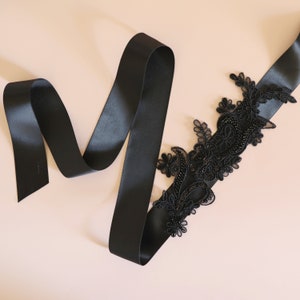 Black Beaded Lace Sash, Bridal Sash, Bridal Black Sash, Bridesmaid Sash ...