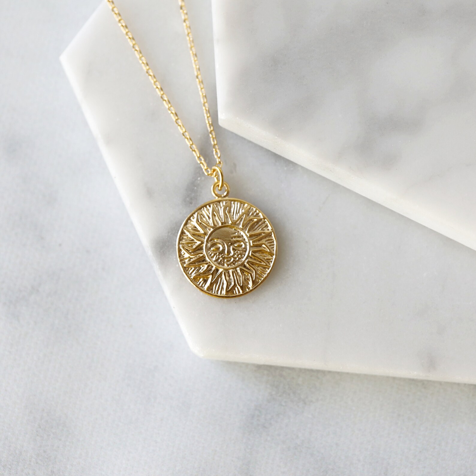 Gold Sun Coin Necklace Gold Sunburst Coin Necklace - Etsy