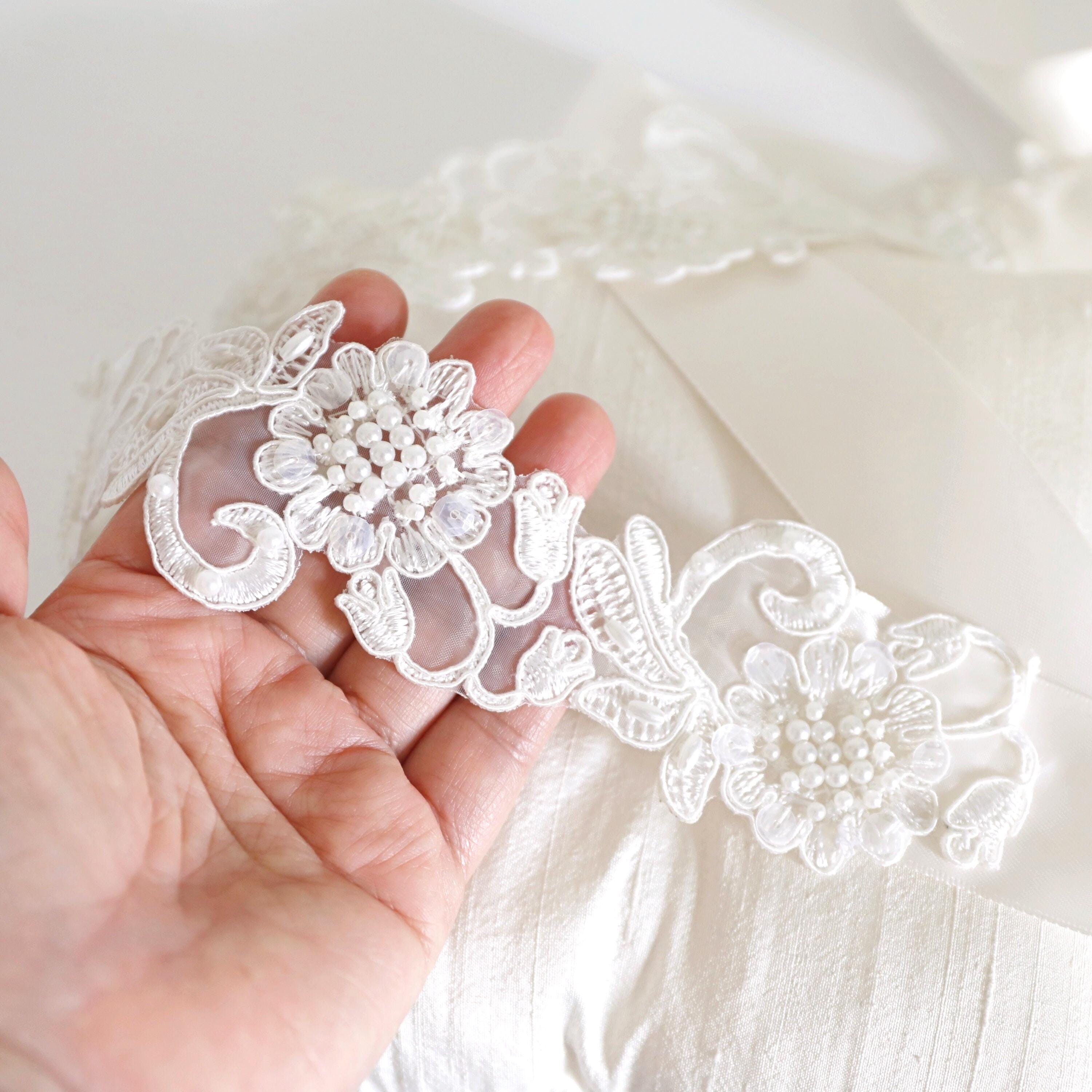 Ivory Beaded Alencon Lace Bridal Sash: Sequined Wedding Belt - Etsy