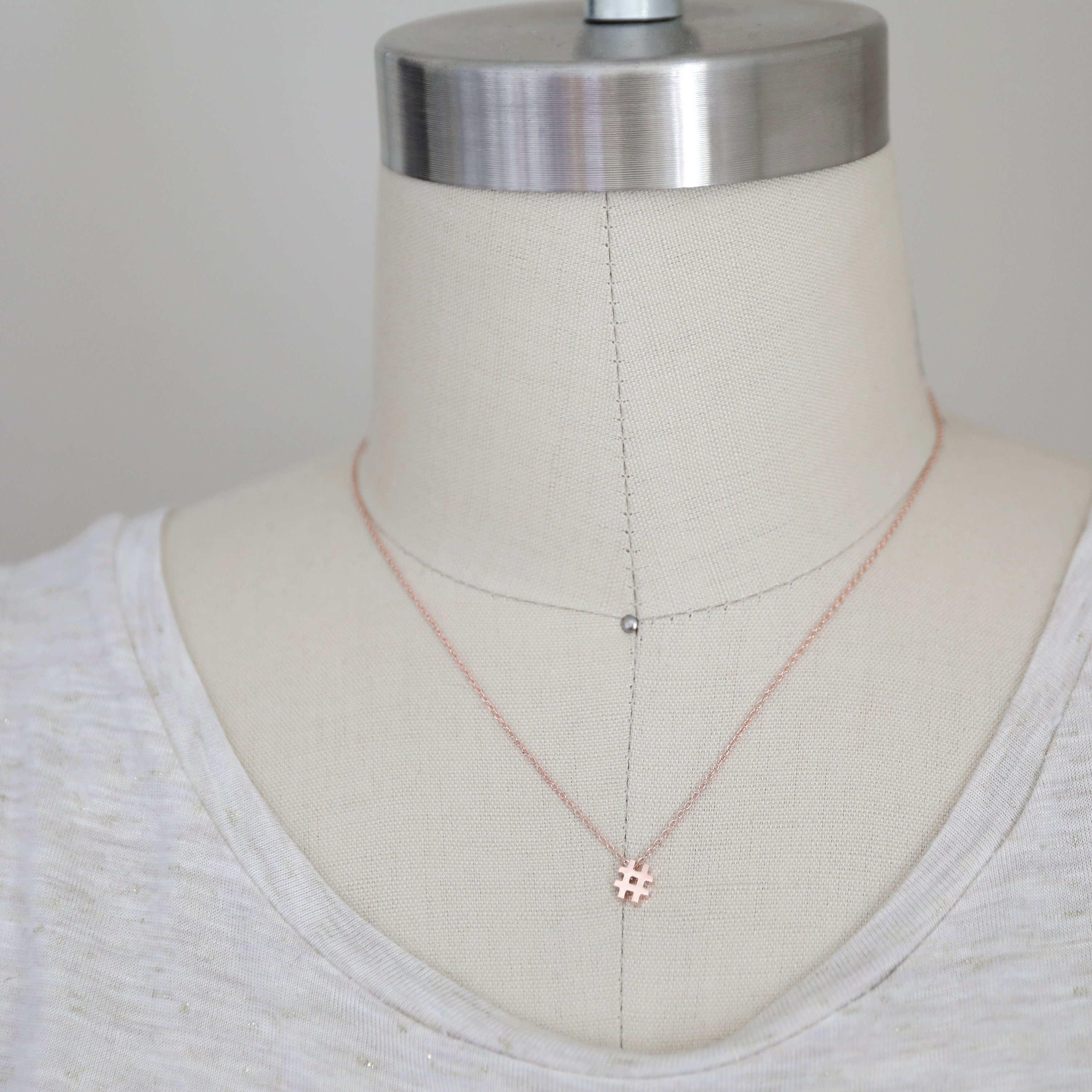 Rose Gold Hashtag Symbol Necklace Tiny Rose Gold HashTag | Etsy