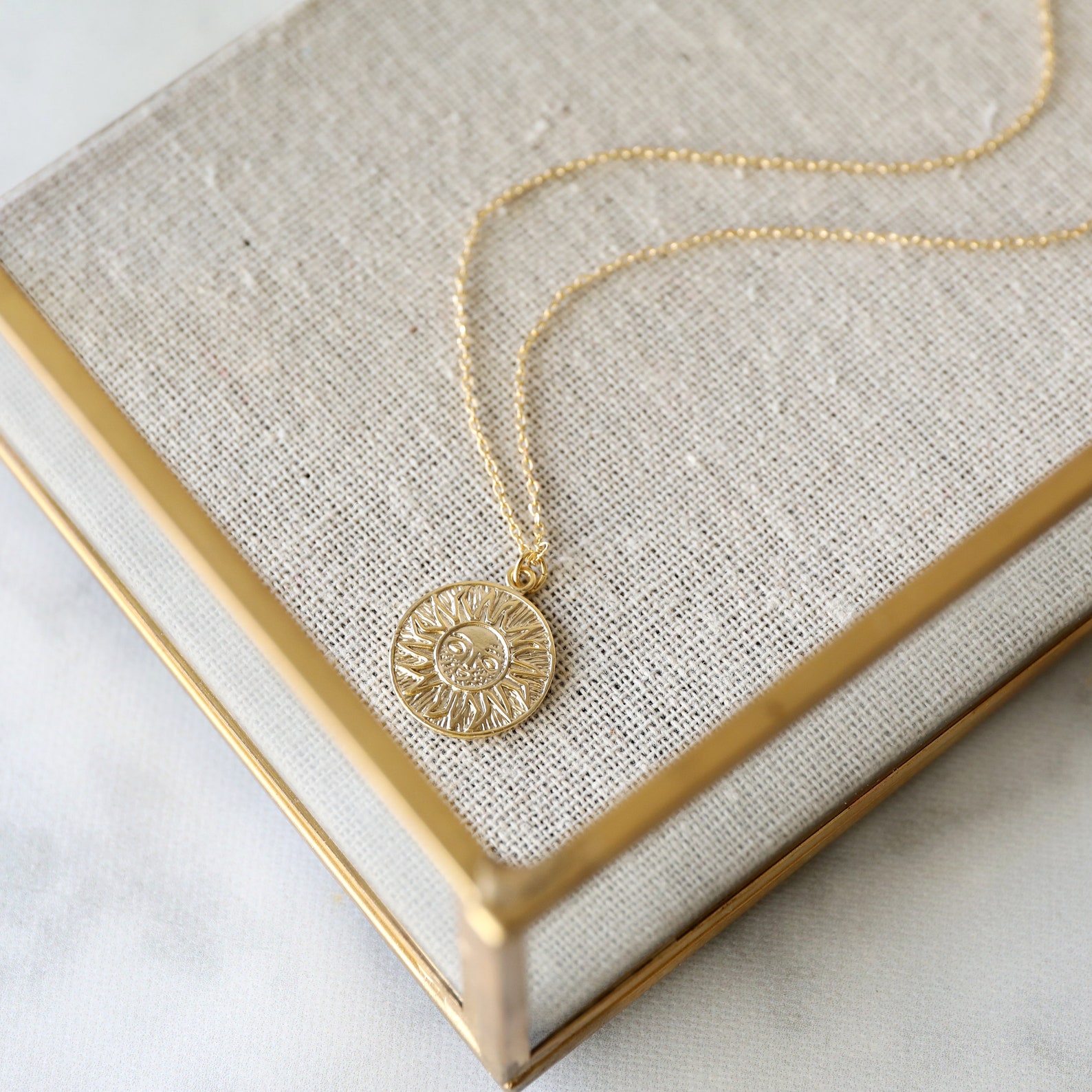 Gold Sun Coin Necklace Gold Sunburst Coin Necklace - Etsy