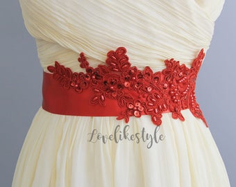 Red Bridal Sash | Etsy