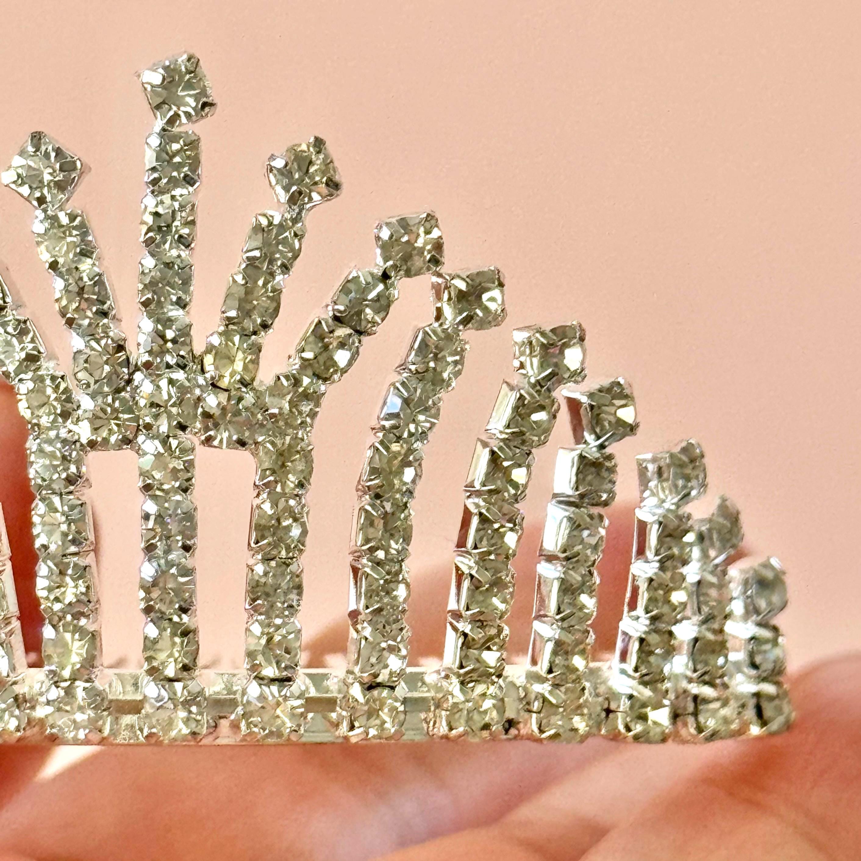 Rhinestone Princess Crown Tiara Comb for Bridal Wedding Pagents ...