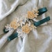 Hunter Green Wedding Garter, Light Gold and Tan Embroidery Flower Lace ...