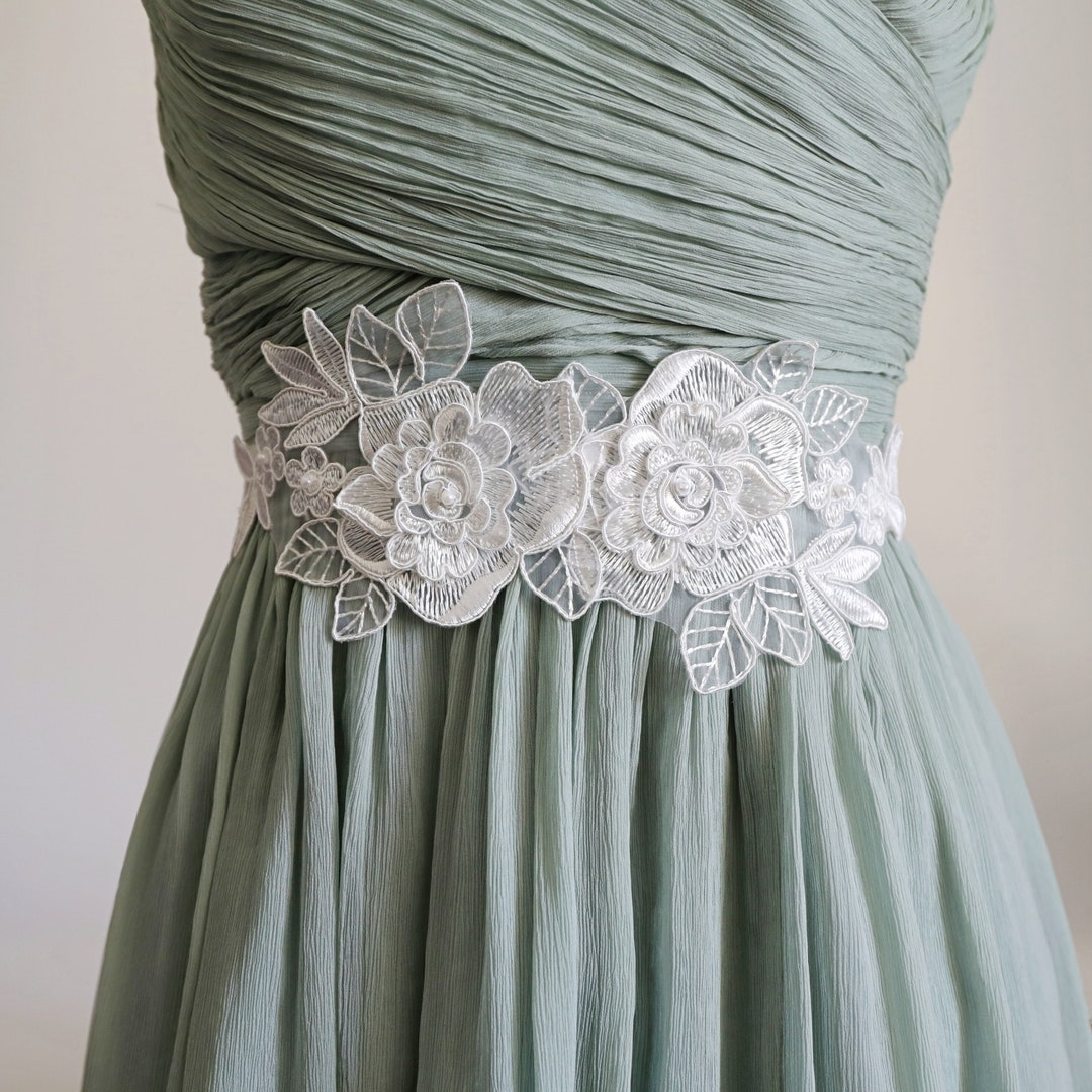 Ivory Flower Lace Sash, off White Lace Wedding Sash, Bridal White Sash ...