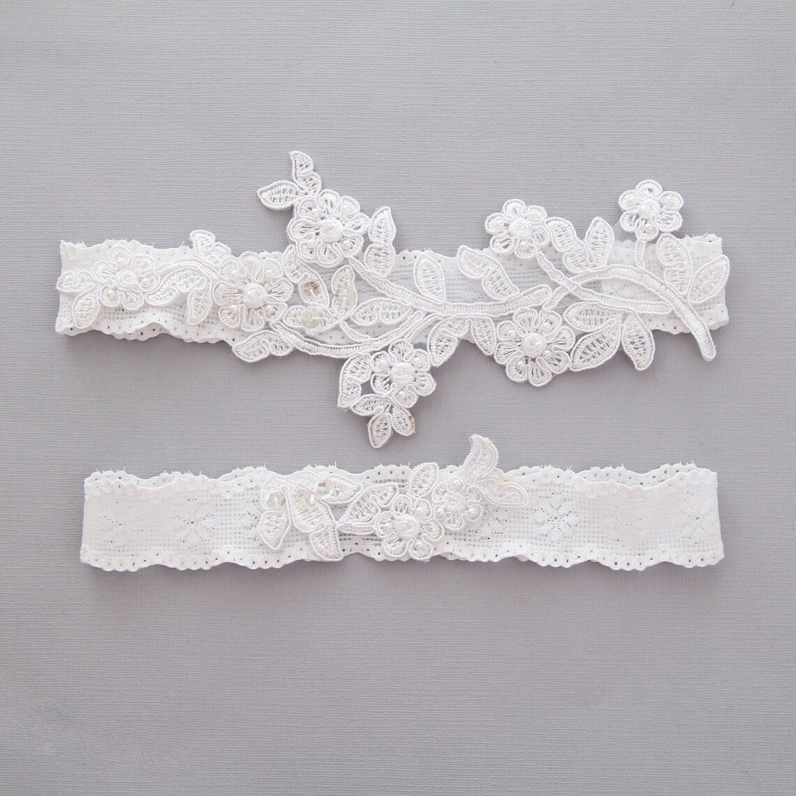 Ivory Pearl Beaded Lace Wedding Garter Set ivory Lace Garter - Etsy