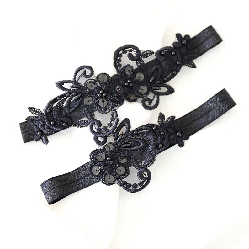 Black Wedding Garter Set Black Lace Wedding Garter Set Black - Etsy
