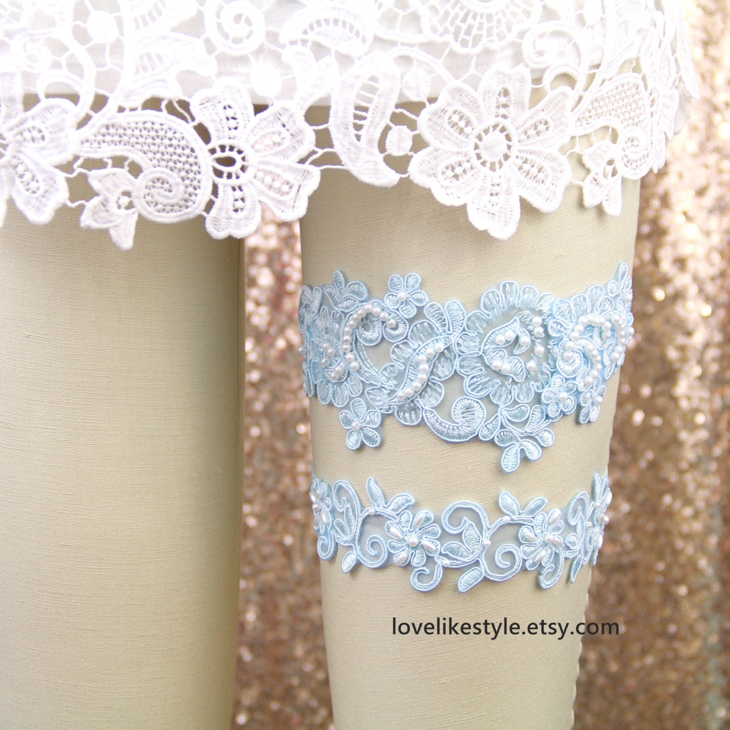 Light Ivory Pearl Beaded Lace Wedding Garter Set Ivory Lace - Etsy UK