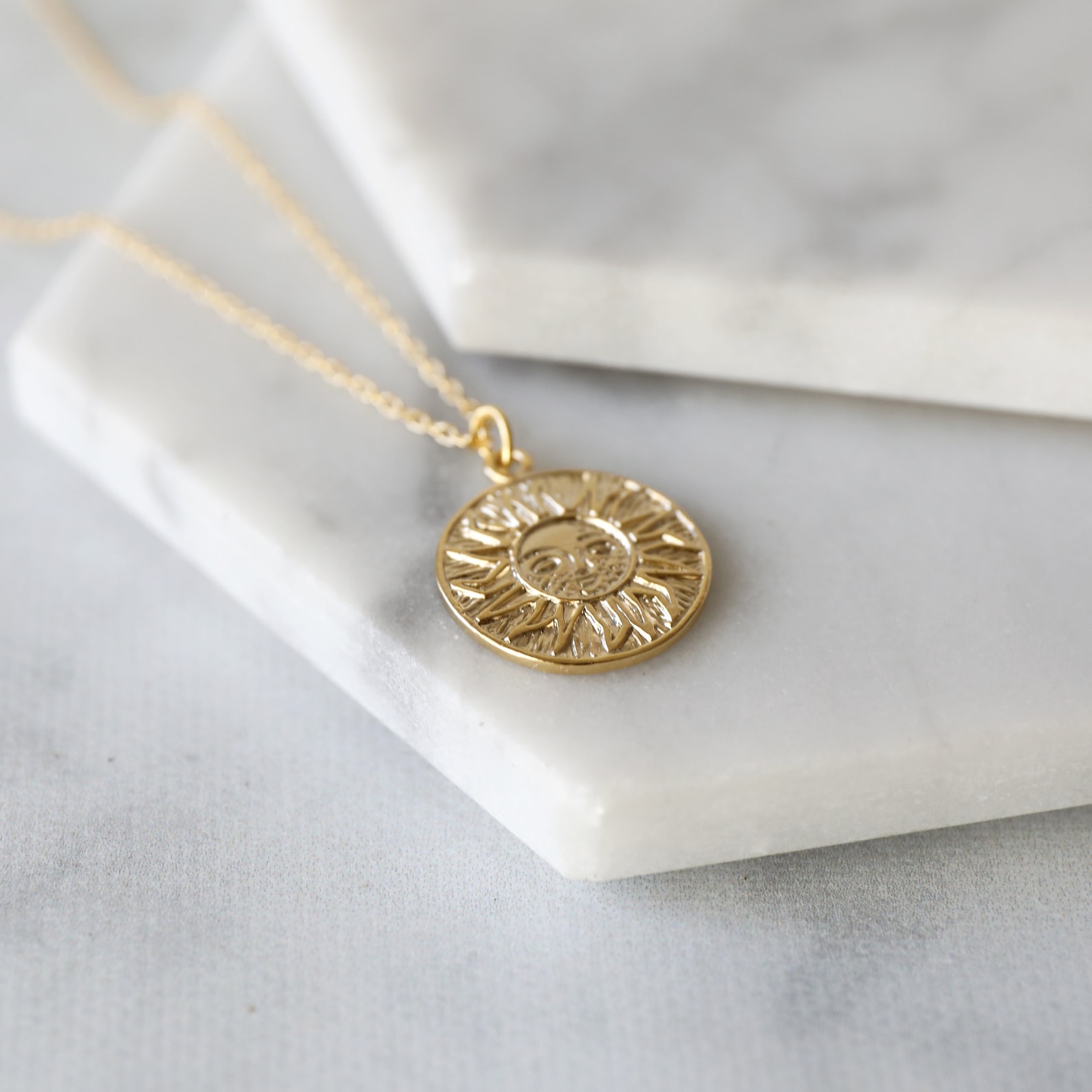 Gold Sun Coin Necklace Gold Sunburst Coin Necklace | Etsy