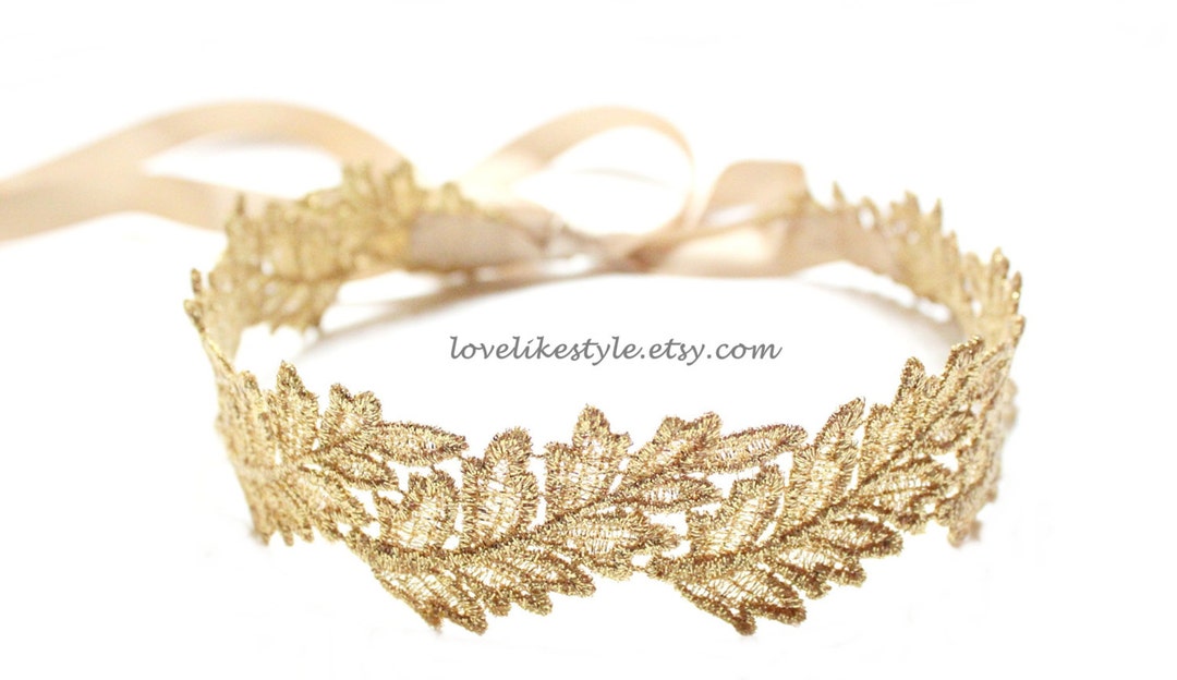 Wedding Sash,gold Leaf Metallic Lace With Champagne Satin Sash, Bridal ...