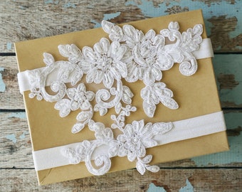 Wedding Garter Set, Ivory Beaded Lace Garter Set,bridal Wedding Grter ...
