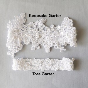 Wedding Garter Set,white Beaded Lace Garter Set,bridal Wedding Grter ...