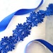 Royal Blue Beaded Lace Sash Royal Blue Lace Headband Bridal - Etsy