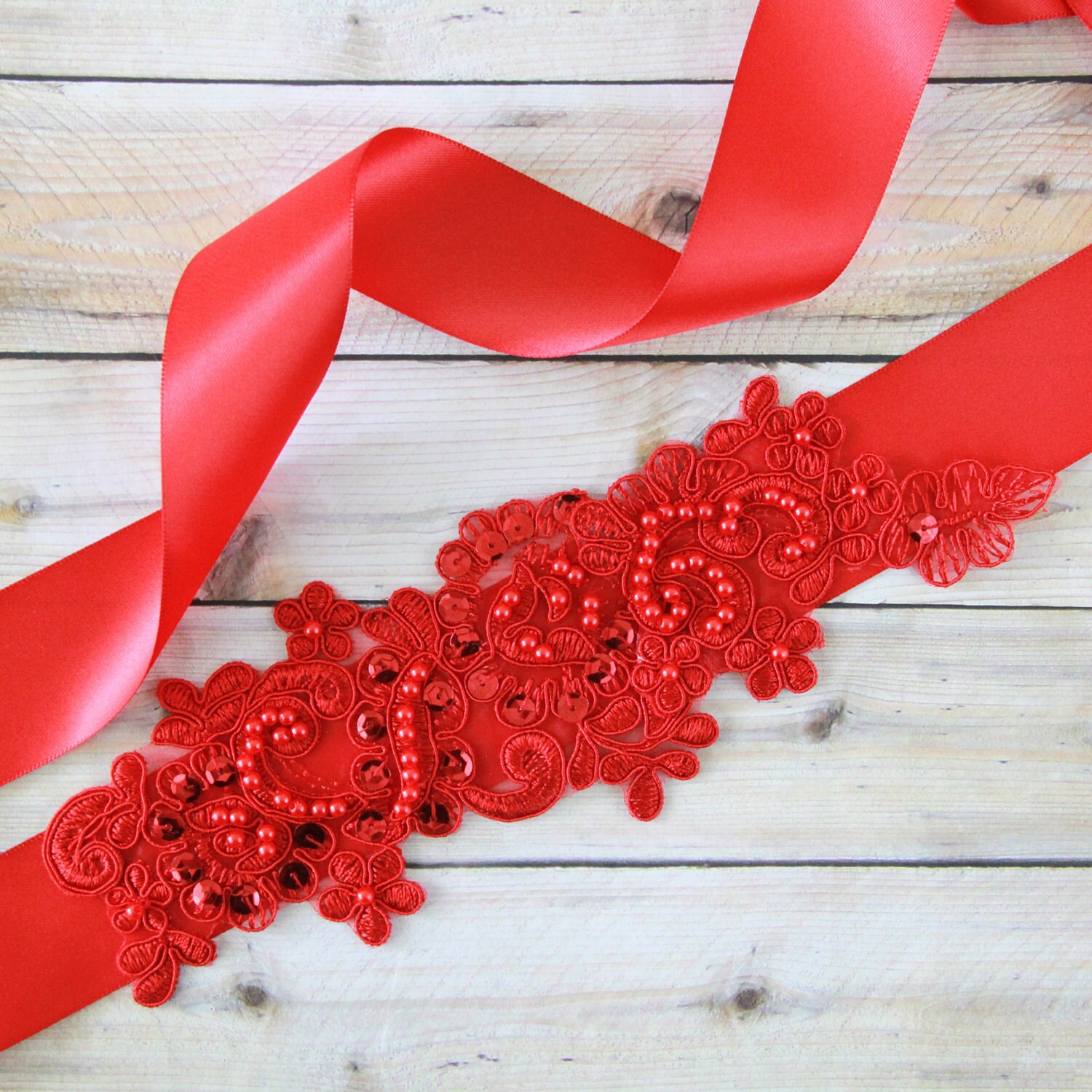 Red Beaded Lace Sash Bridal Red Sash Bridesmaid Sash Flower - Etsy