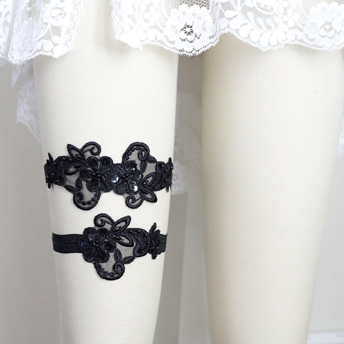 Black Wedding Garter Set Black Lace Wedding Garter Set Black | Etsy