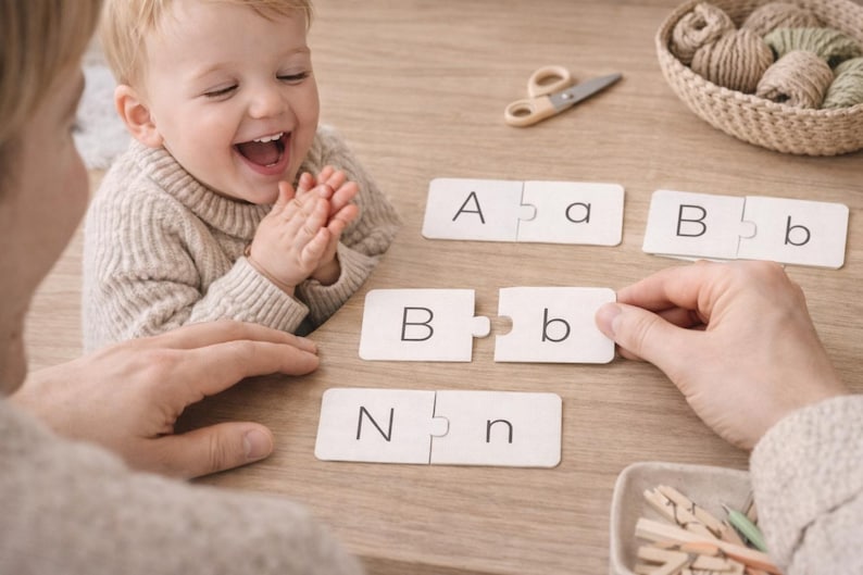 Montessori Alphabet Puzzle Cards, Uppercase Lowercase Matching Activity ...