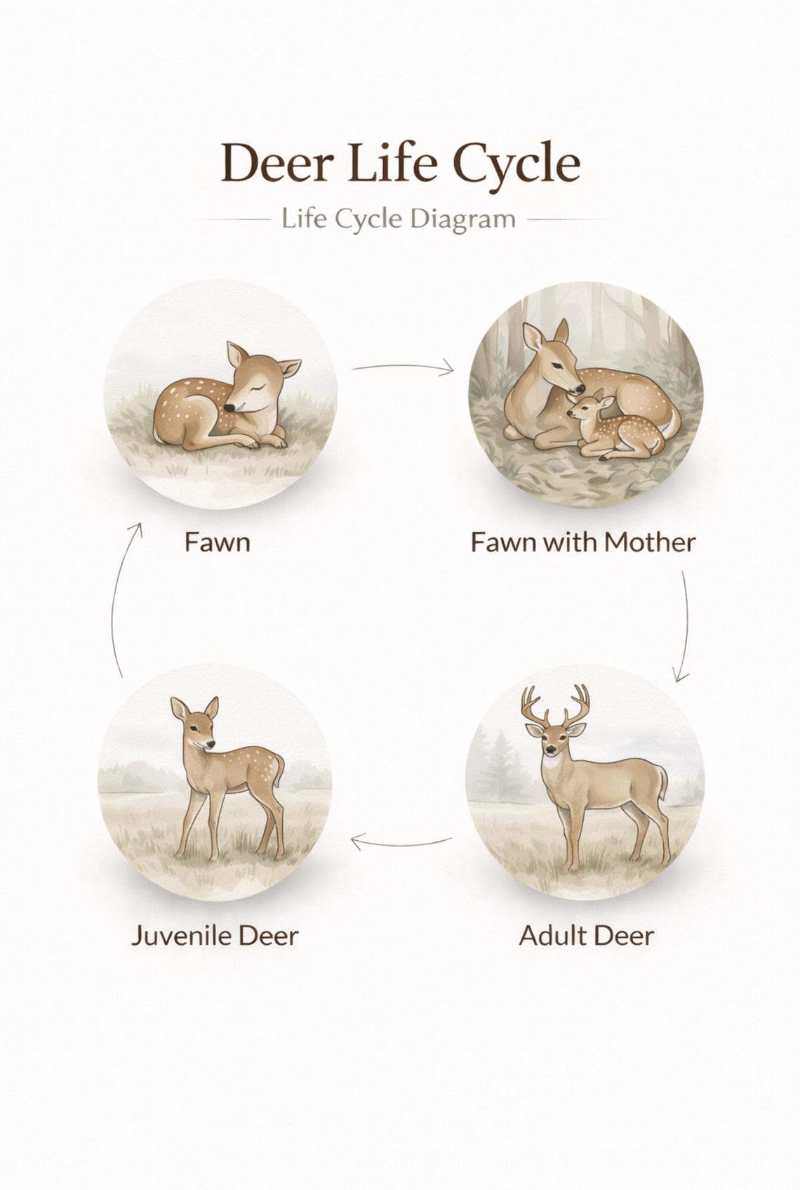 Deer Life Cycle Montessori Poster, Forest Animal Chart, Homeschool ...