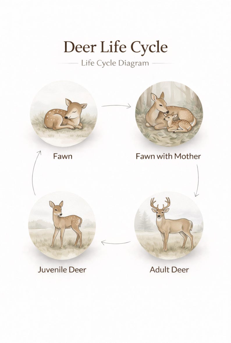 Deer Life Cycle Montessori Poster, Forest Animal Chart, Homeschool ...