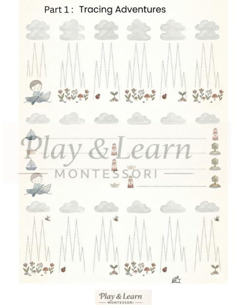Nature Tracing Worksheets, Montessori Pre-writing Skills, Fine Motor ...