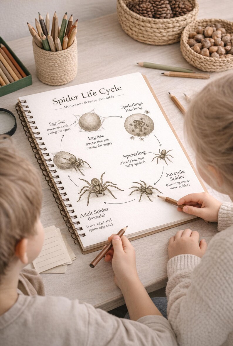 Spider Life Cycle Montessori Poster, Insect Science Chart, Homeschool ...