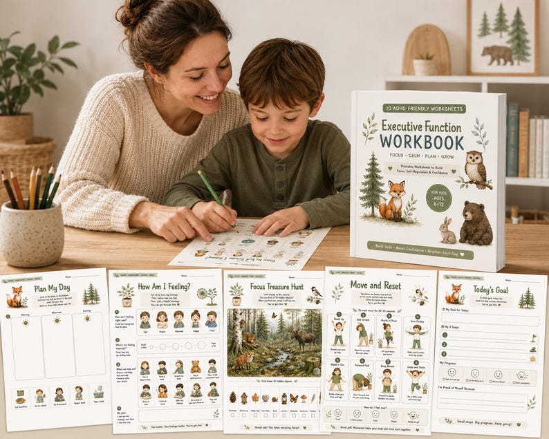 ADHD Friendly Learning Activities Workbook Ages 5-8 | Executive ...