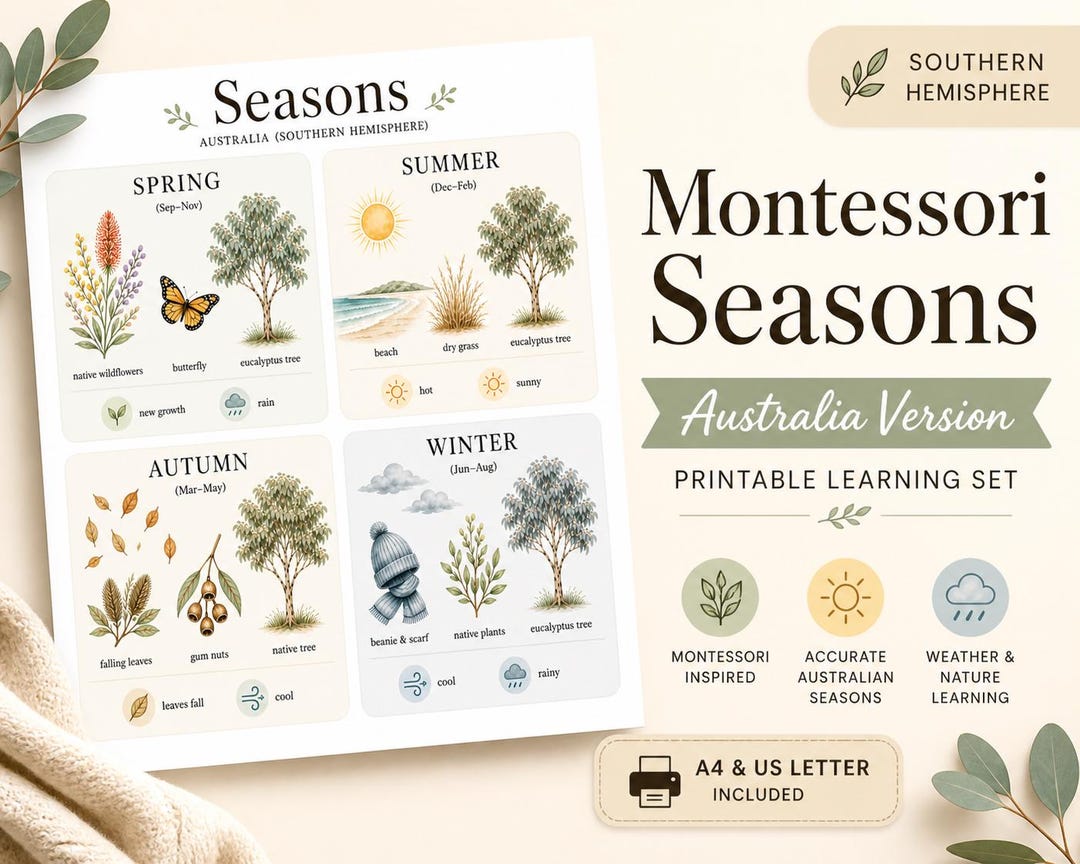 Montessori Seasons Printable Australia | Southern Hemisphere Weather ...