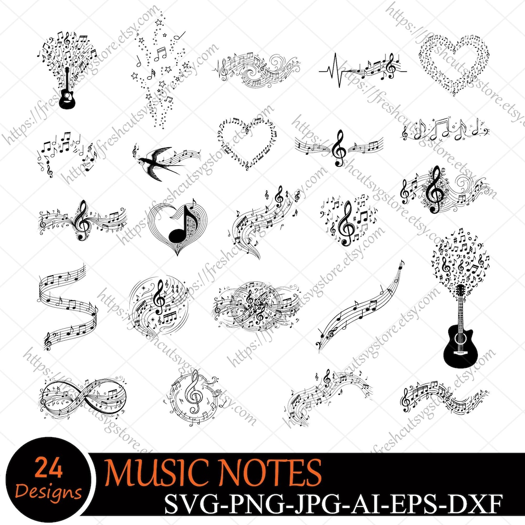 Music Notes SVG Bundle, Musical Notes Svg, Music Icon Svg, Music Waves ...