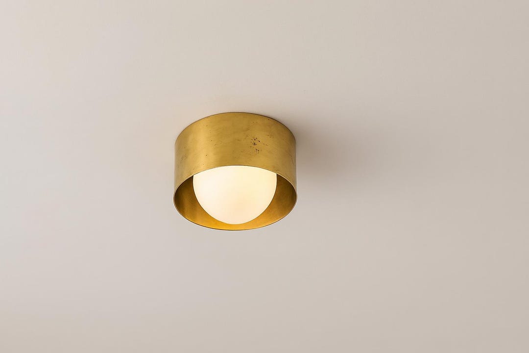 Brass Flush Mount Ceiling Light, Modern Round Ceiling Fixture ...