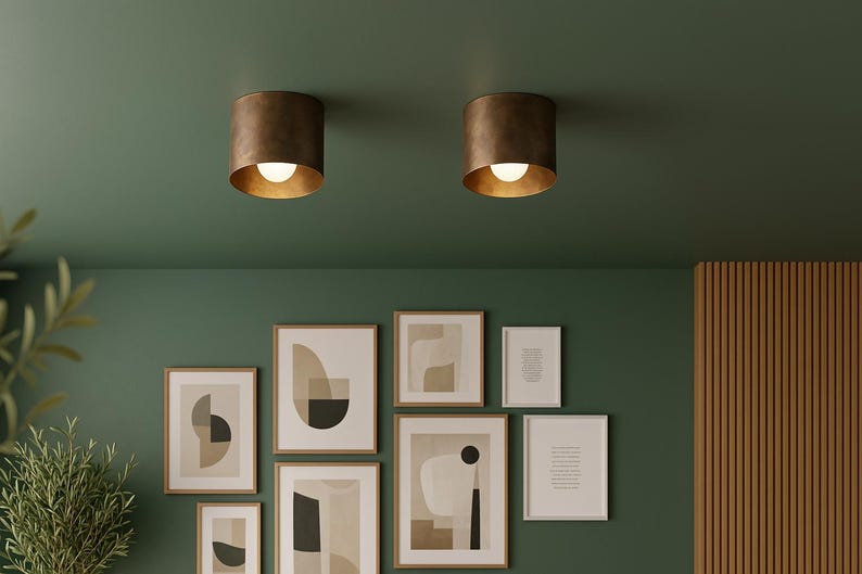 Brass Flush Mount Ceiling Light, Modern Round Ceiling Fixture ...