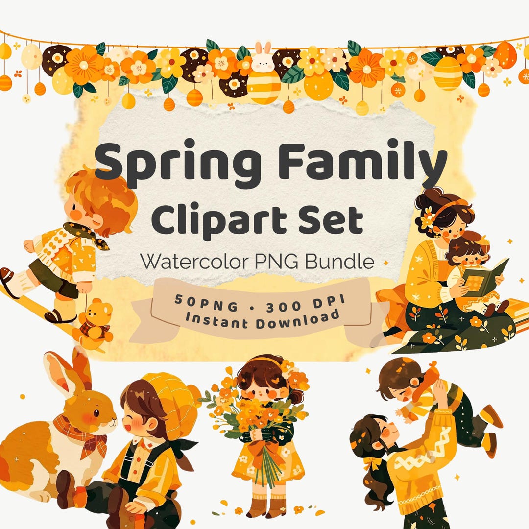 Spring Clipart Bundle - 50 Pastel Floral and Easter Watercolor PNG ...