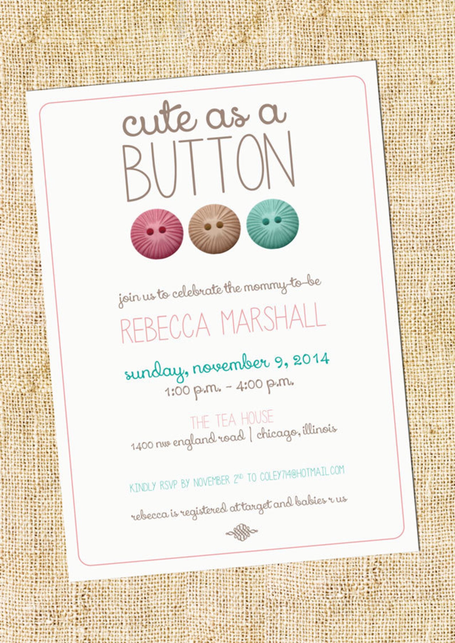 Cute as A Button Party Invitation - Etsy