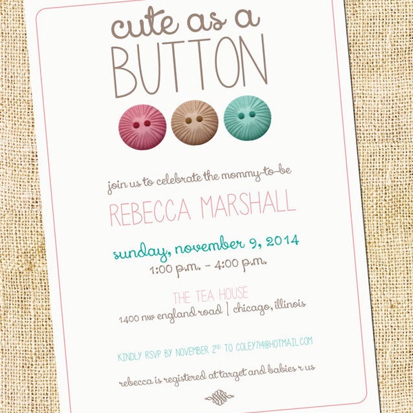 Button Invitation - Etsy