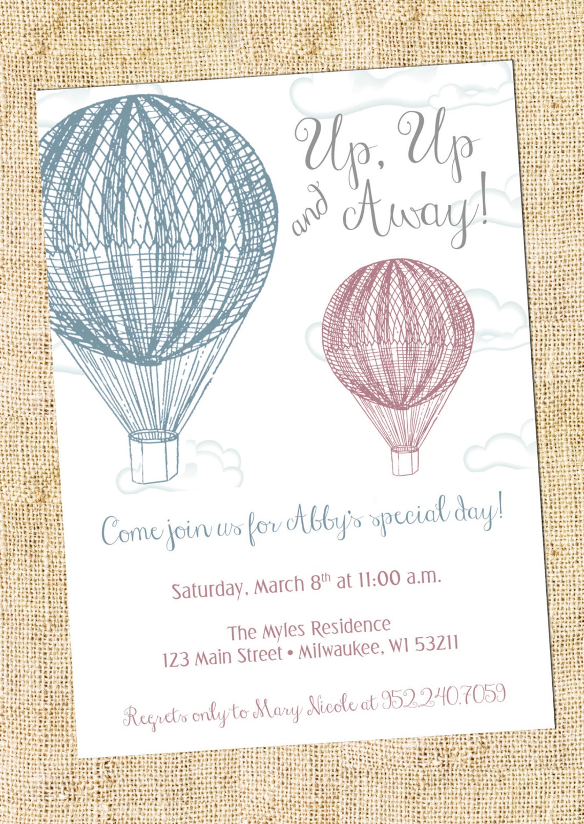 Hot Air Balloon Party Invitation - Etsy