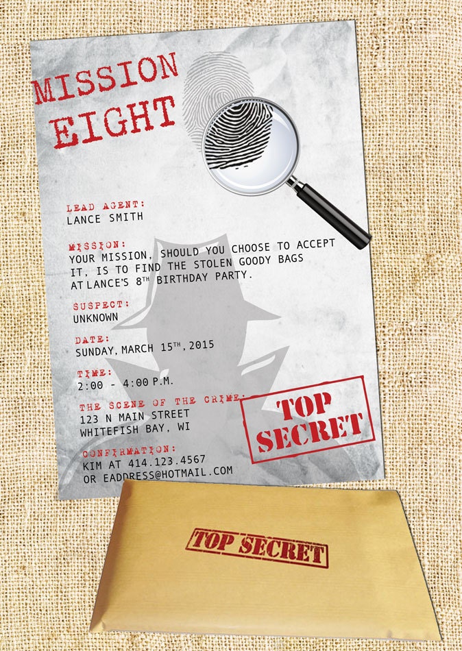 Top Secret Spy Party Invitation DIGITAL FILE - Etsy