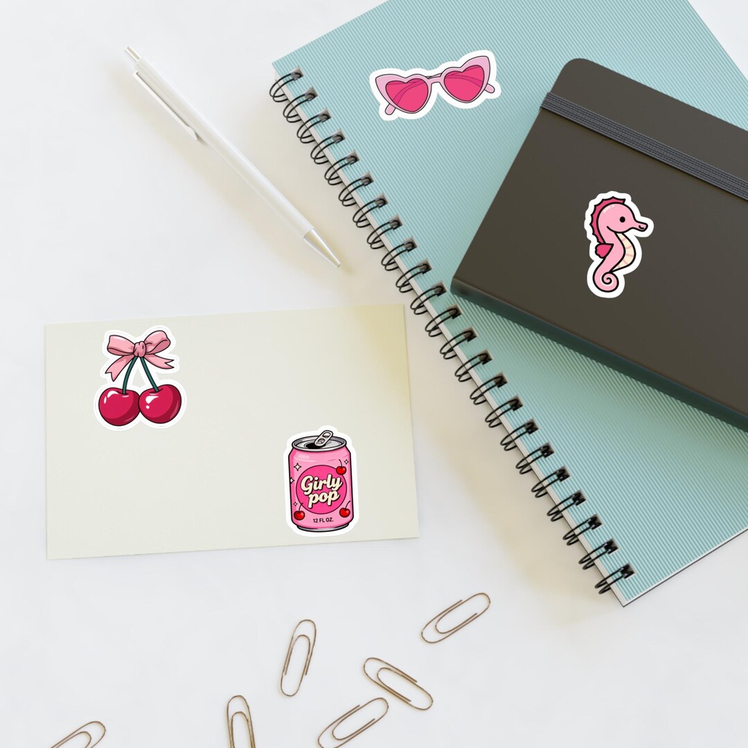 Cute Girly Pop Cherry Sunglasses Seahorse Sticker Sheet | Kawaii ...