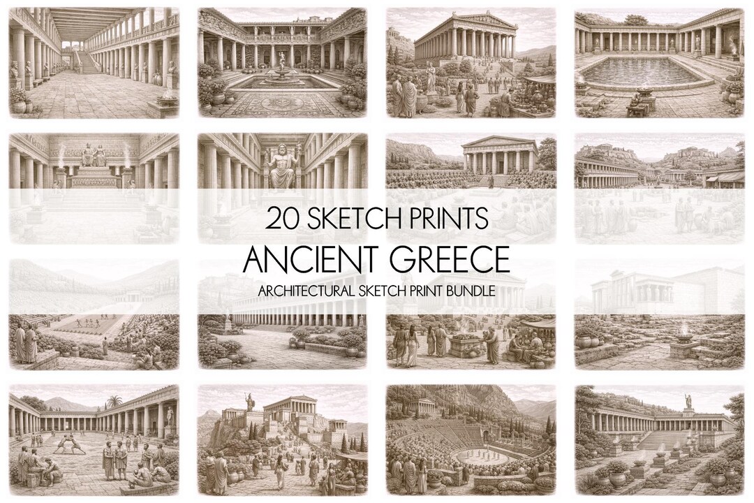 20 Printable Ancient Greece Pencil Sketches | Architectural Sketch ...