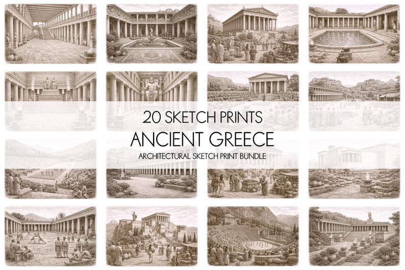 20 Printable Ancient Greece Pencil Sketches | Architectural Sketch ...