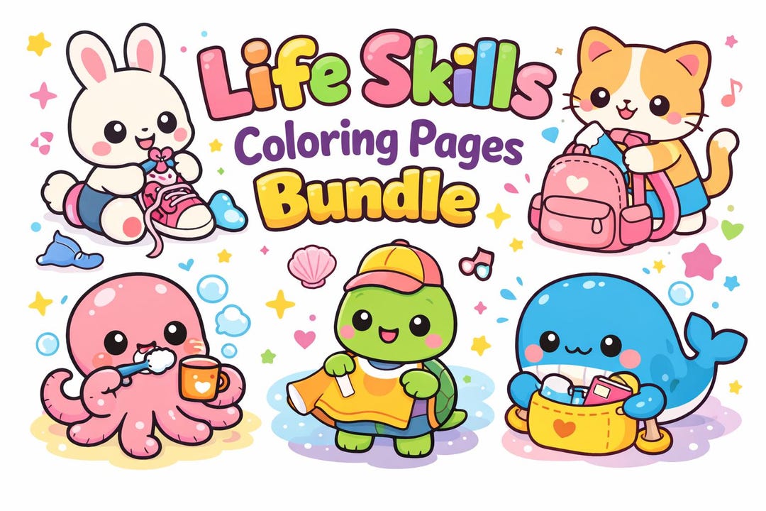 Life Skills Coloring Pages Bundle | Daily Routine Printable for Kids - Etsy