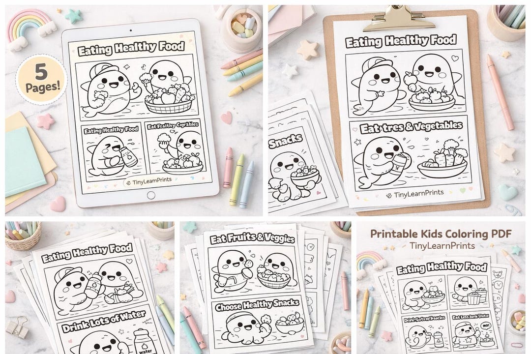Healthy Food Coloring Pages for Kids | Nutrition Learning Printable - Etsy