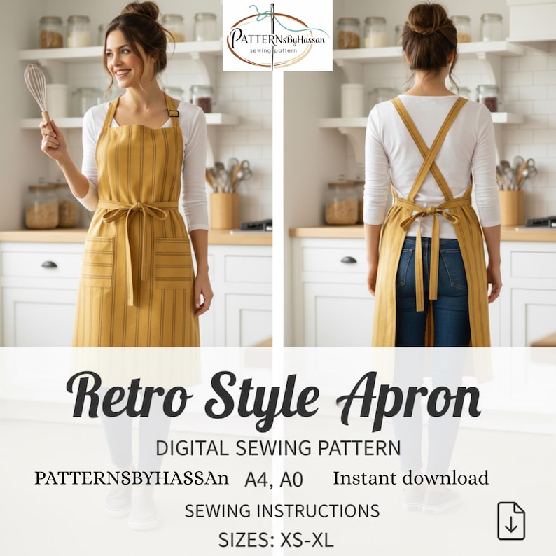Retro Style Apron Sewing Pattern PDF | Vintage Apron Pattern | DIY ...