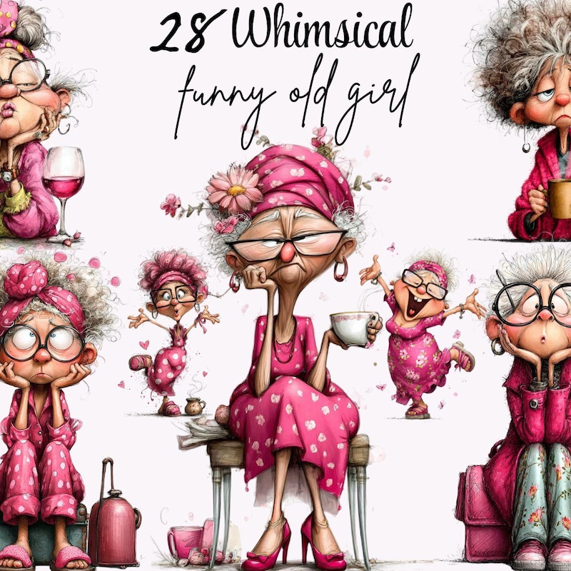 Funny Old Lady Clipart - Etsy