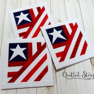 Quilting Pattern-patriots Flag Quilt Block Pattern-pdf Foundation Paper ...