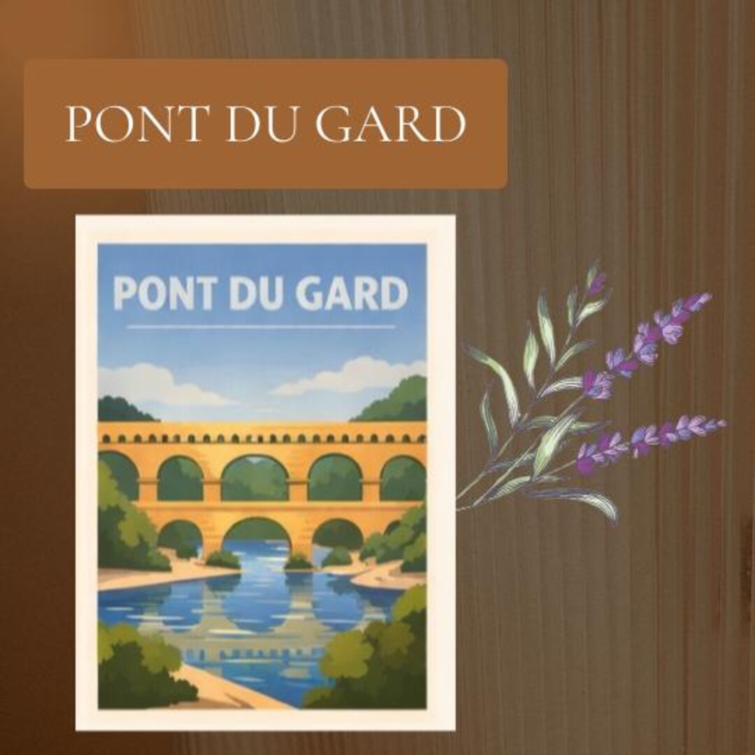 Pont Du Gard Poster | Roman Aqueduct Wall Art | Vintage French Travel ...