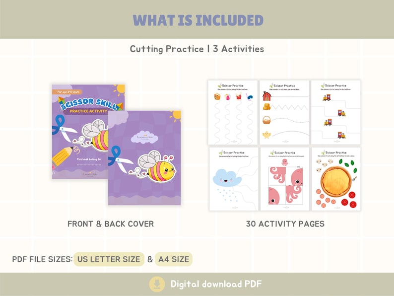 Scissor Skills Worksheets for Preschool | Cutting Practice Printable - Etsy