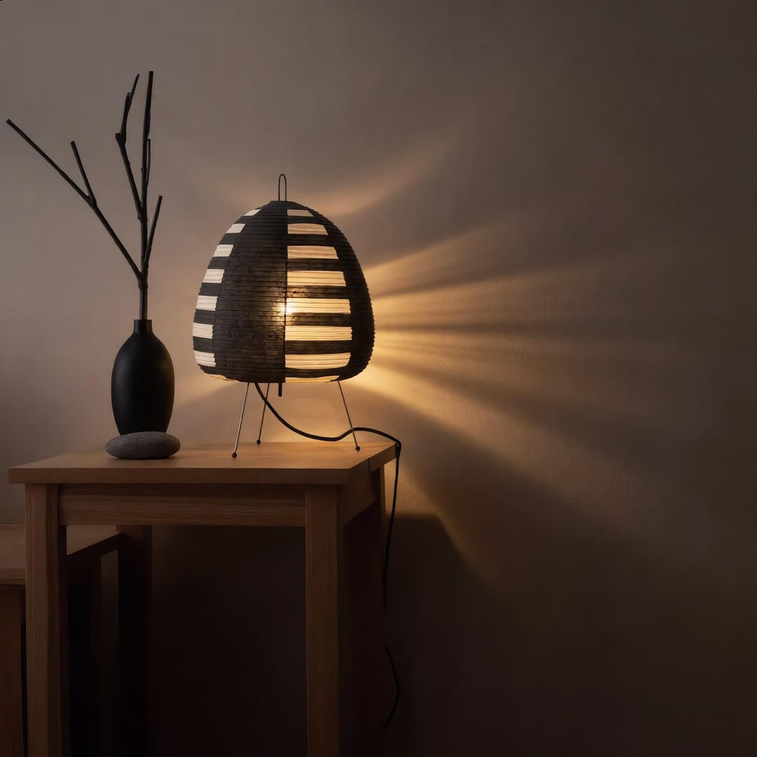 Noguchi Rice Paper Table Lamp | Japanese Akari LED Light | Japandi Desk ...