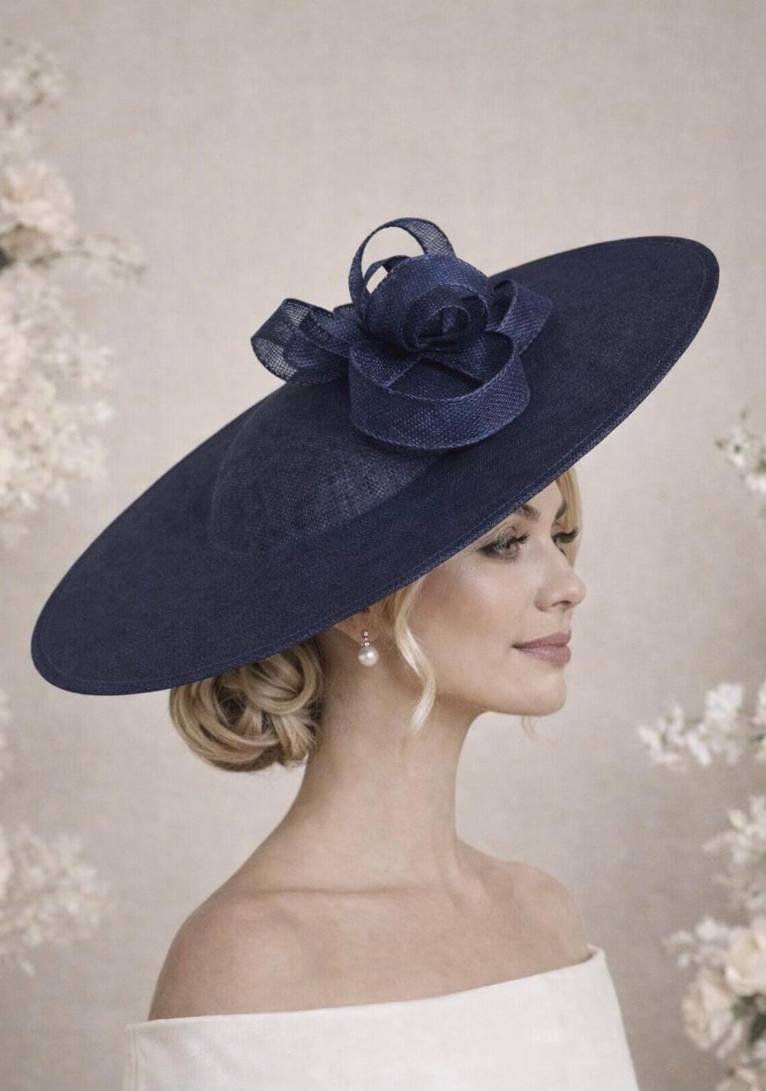 Navy Blue Fascinator Hat, Elegant Wedding Headpiece, Royal Ascot ...