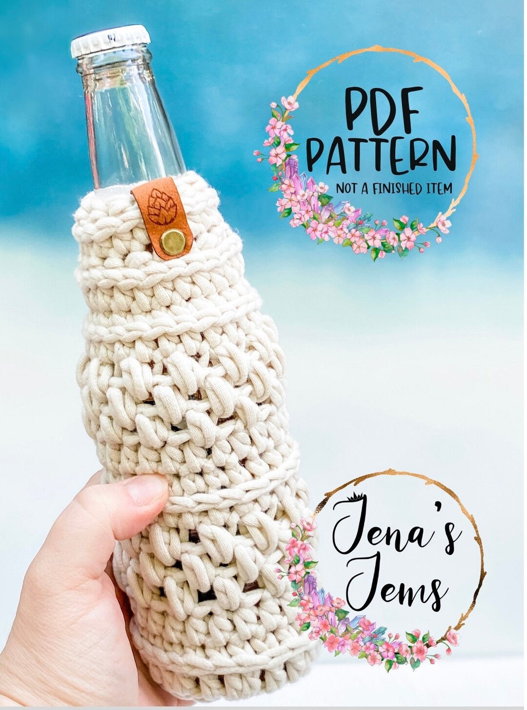 Crochet Pattern-pretty Bottle Cozy-beer Cozy-crochet Tutorial-pdf ...