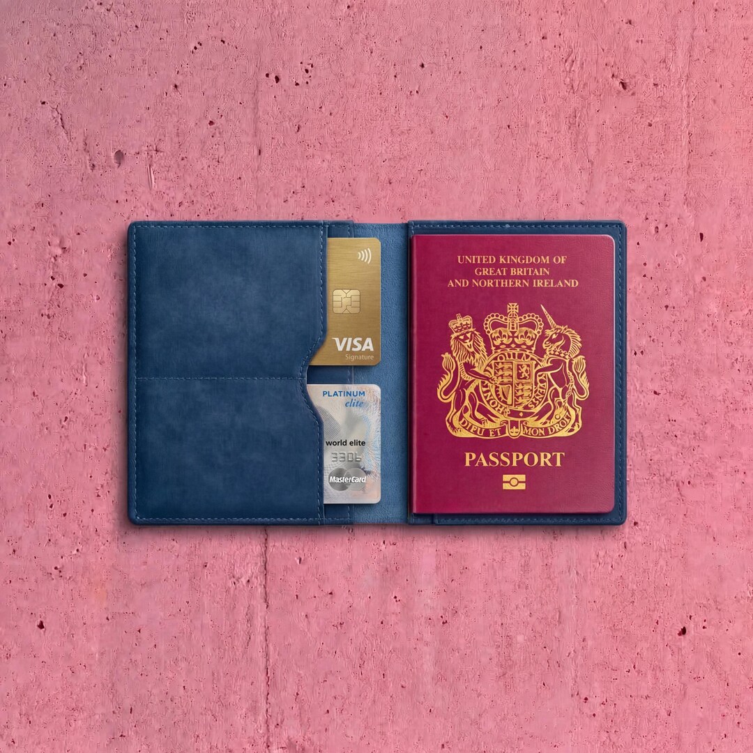Personalized Leather Passport Holder Custom Engraved Travel Wallet Gold ...